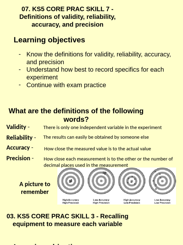 Validity, Reliability, Accuracy, Precision Explained | PDF | Pendulum ...