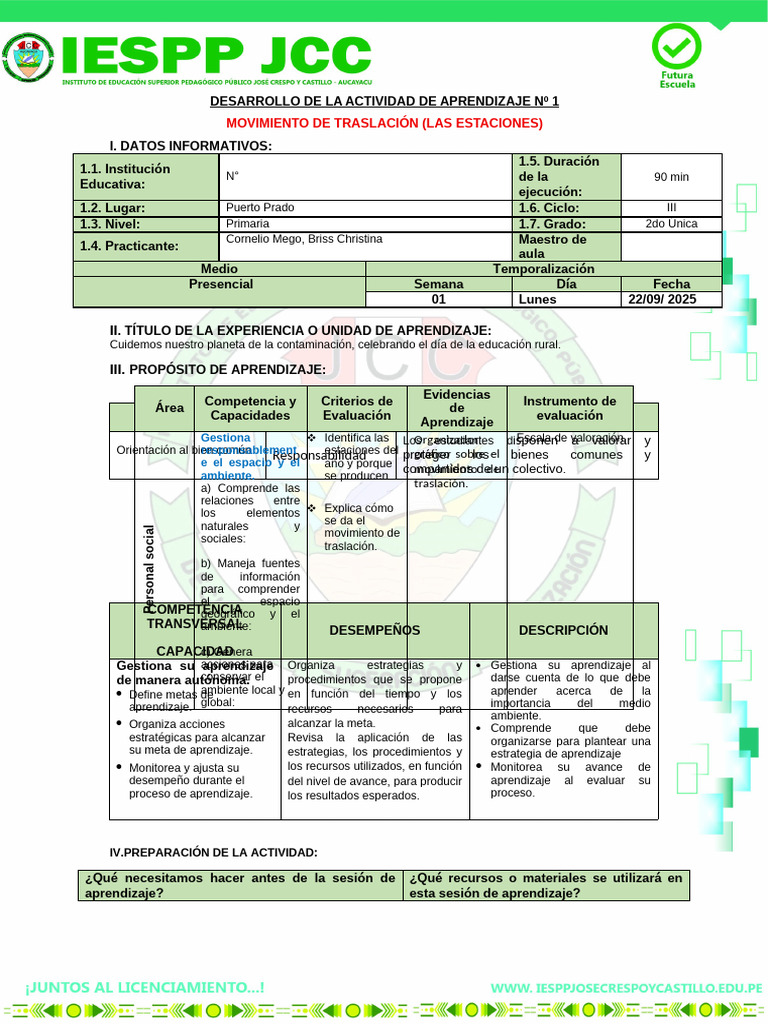 Sesion de Personal S. Multigrado | PDF | Aprendizaje | Tierra