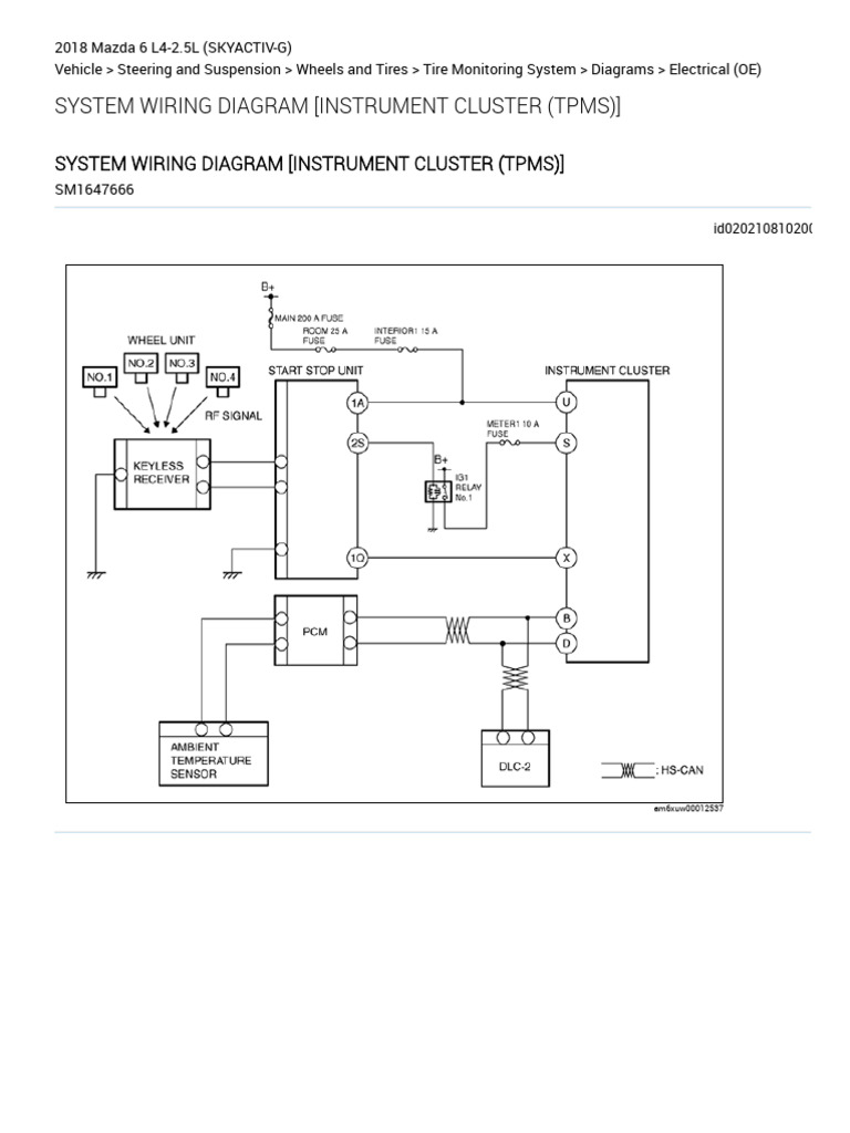 System Wiring Diagram (Instrument Cluster (TPMS) ) (Tire Monitoring ...