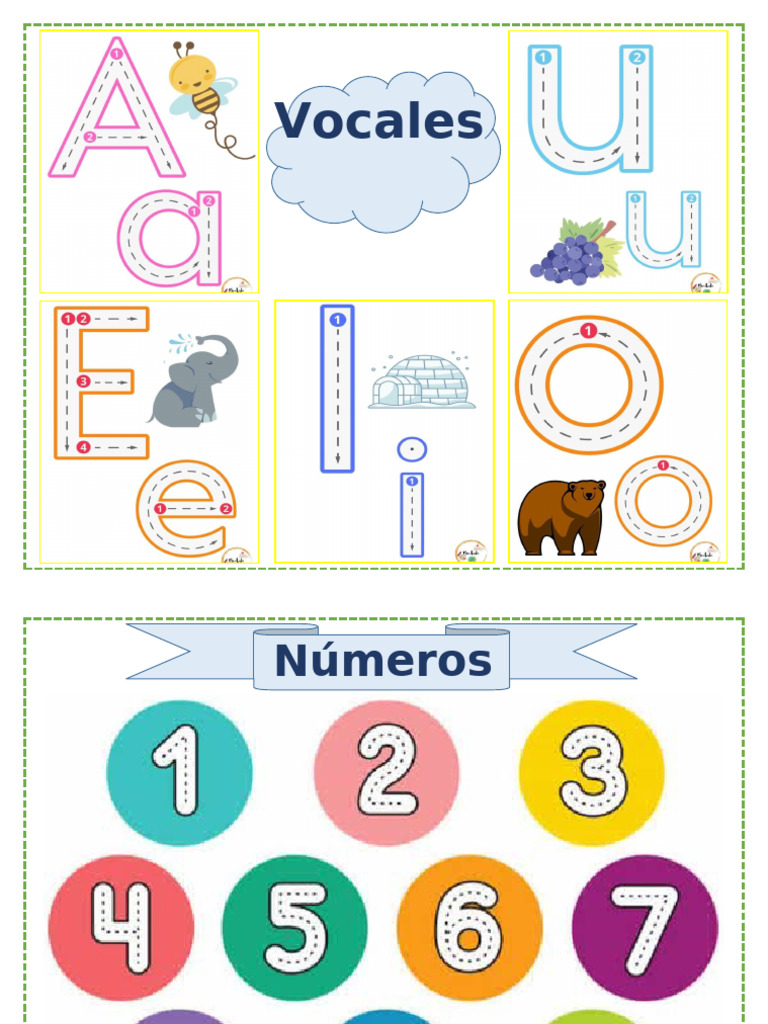 Fichas Trazo de Vocales y Numeros | PDF