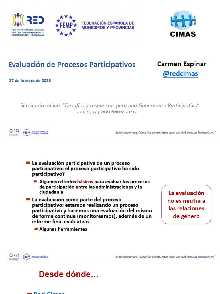27032023-EvaluacionProcesosParticipativos Cespinar | PDF | Estudios de ...