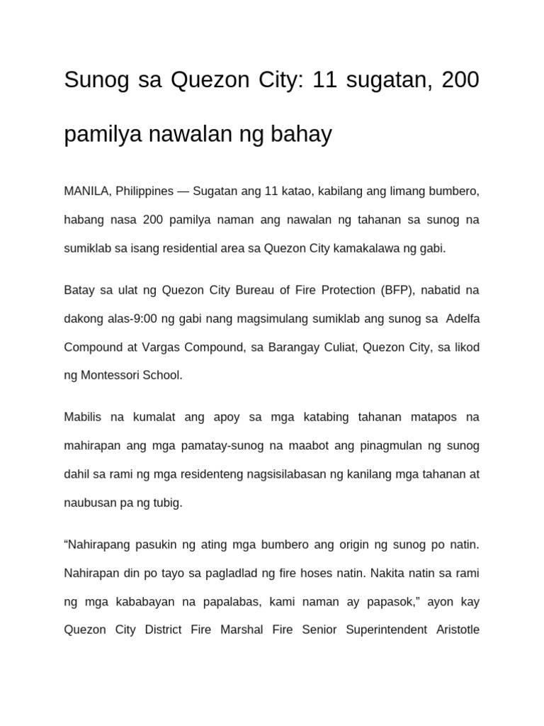 Filipino Sunog | PDF