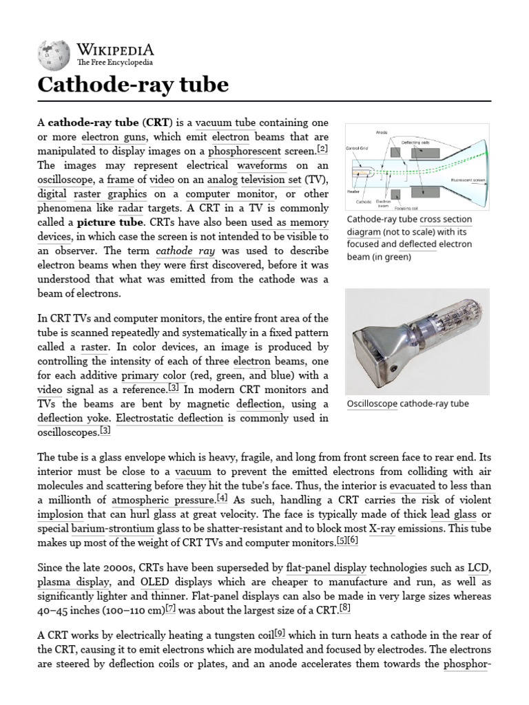 Cathode-ray tube - Wikipedia | PDF | Vacuum Tube | Computer Monitor