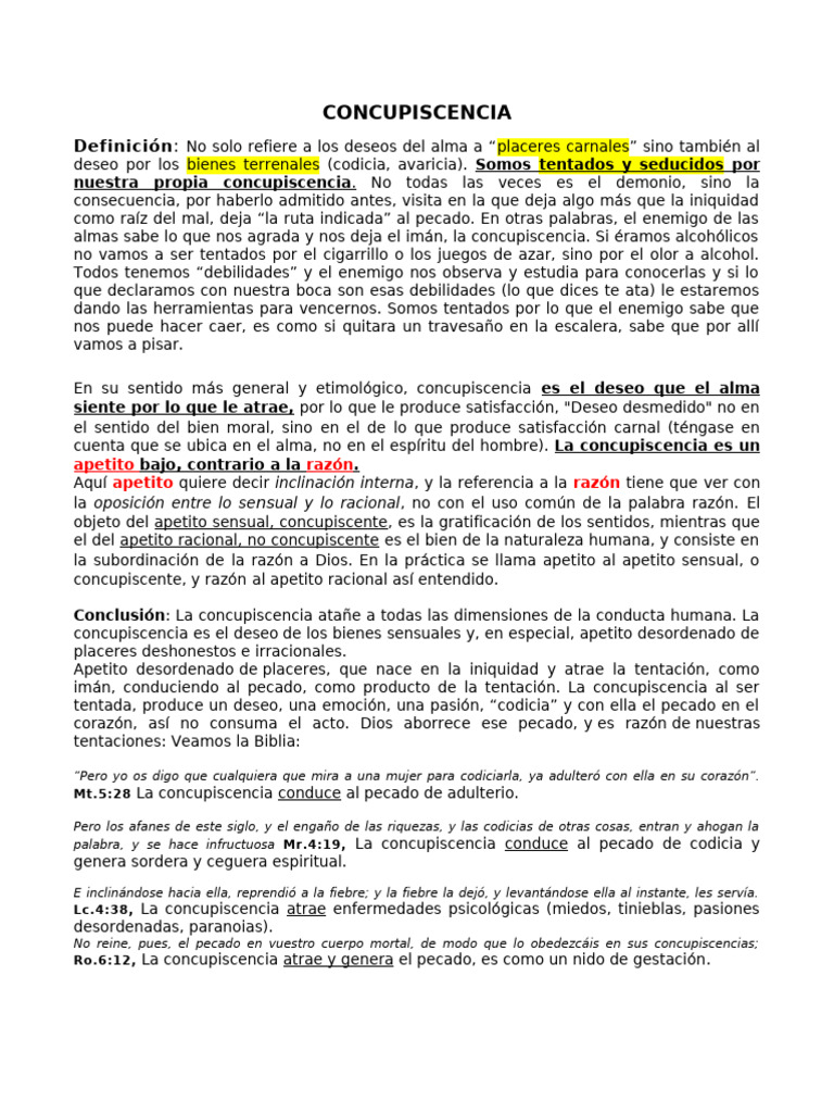 Concupiscencia: Deseo y Tentación | PDF | Lujuria | Etica Cristiana