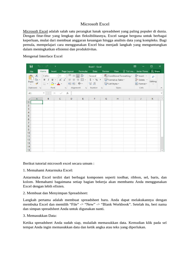 Cara Menggunakan Microsoft Excel | PDF