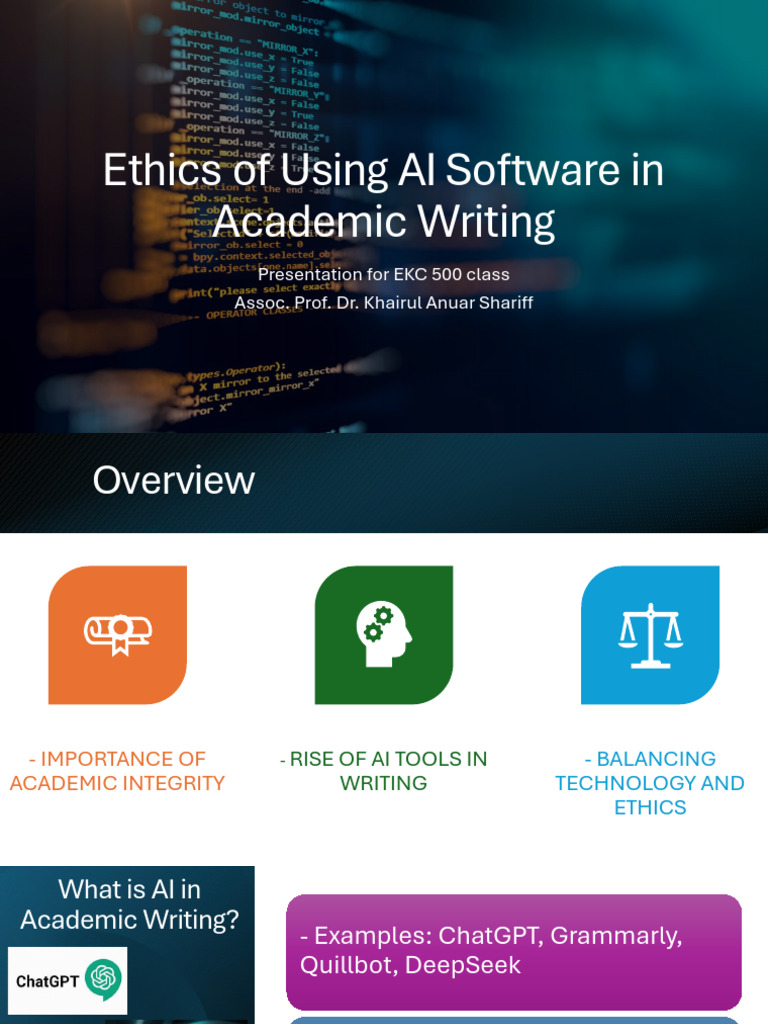 Ethics of Using AI Software in Academic Writing - EKC 500 KAS | PDF