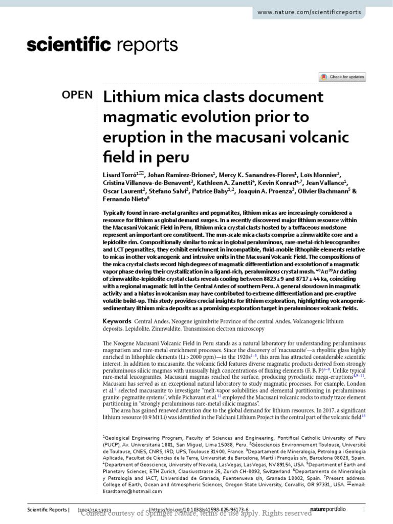 Lithium Mica Clasts Document Magmatic Evolution PR | PDF | Magma ...