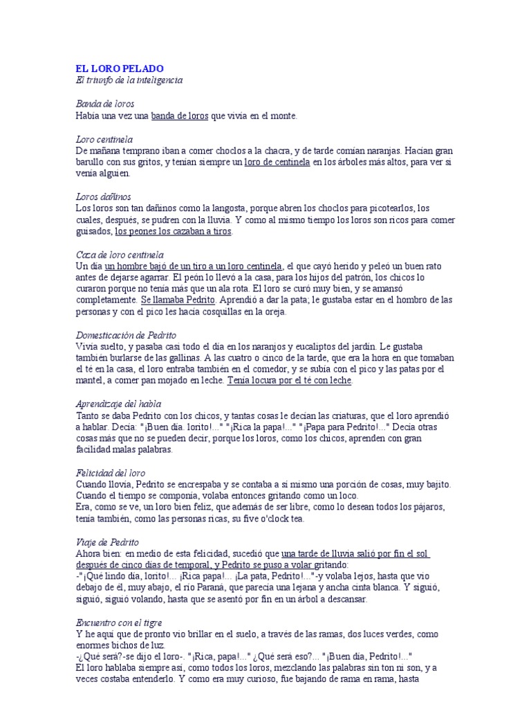 El Loro Pelado | PDF | Sustantivo | Oración (Lingüística)