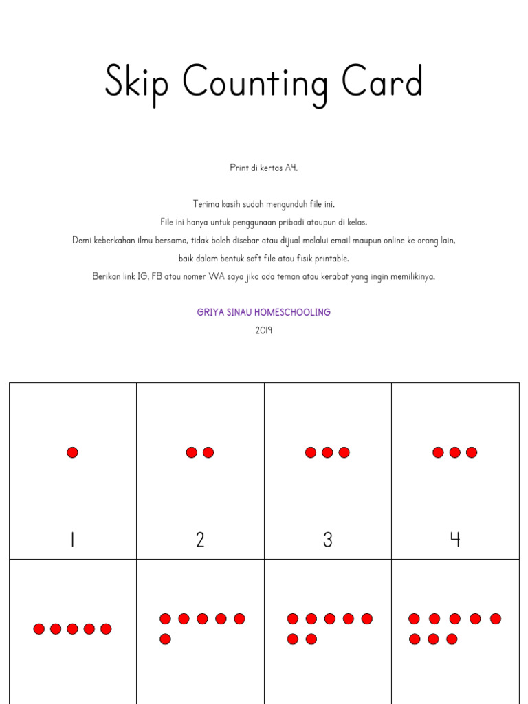Skip Counting Card | PDF
