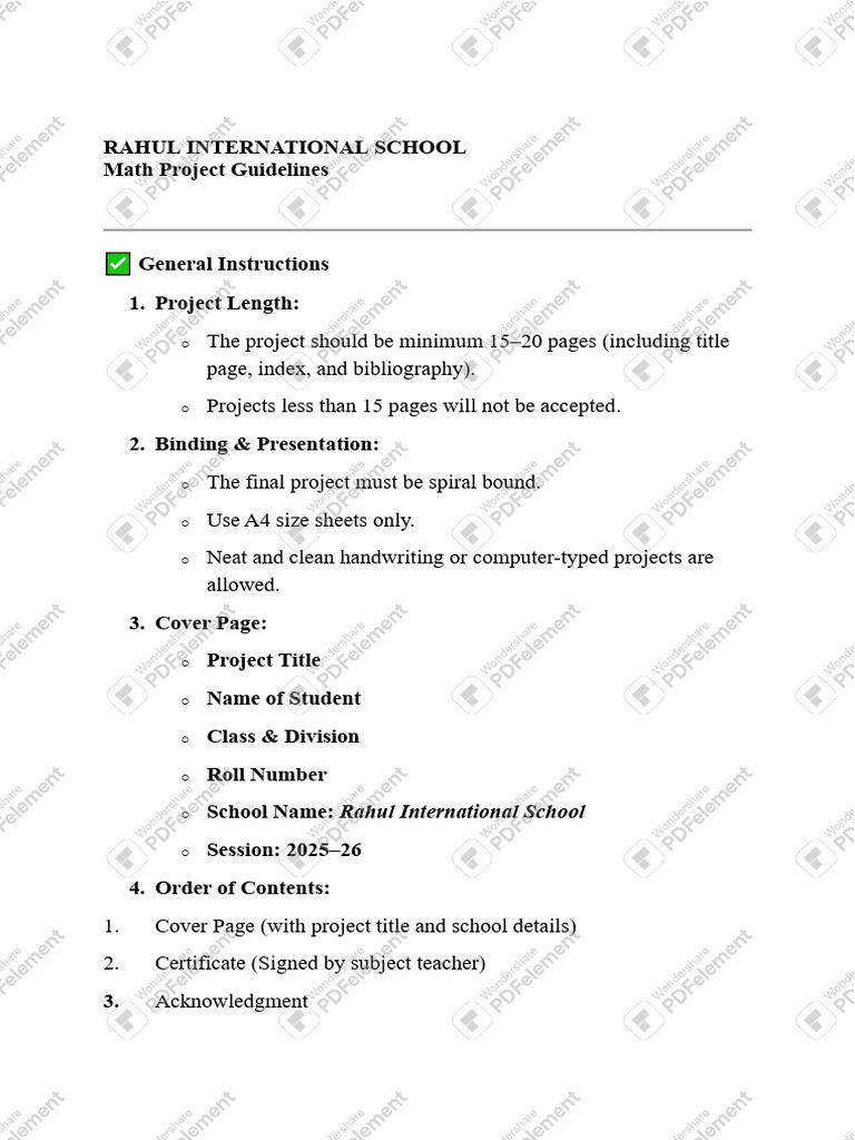 Class 12 Math Project Guidelines | PDF