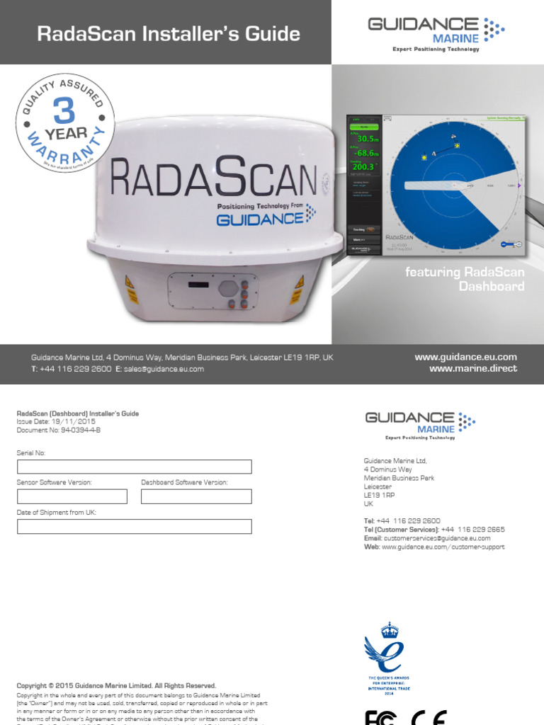 94-0394-4-B RadaScan (Dashboard) Installer's Guide | PDF | Radar