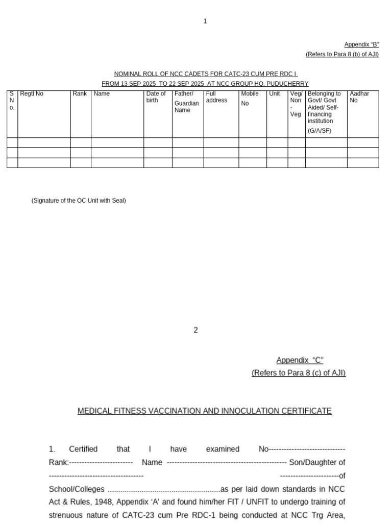 Camp Forms- Pre RDC Trg I | PDF | Indemnity