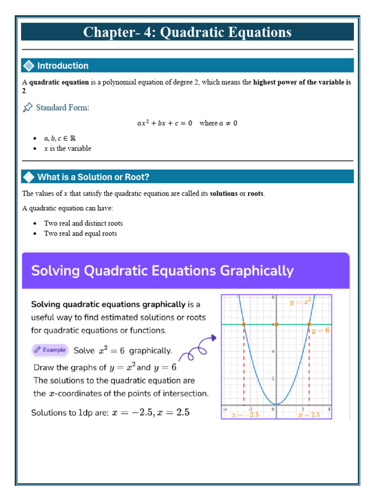 Chapter-4 Quadratic Equations | PDF | Quadratic Equation | Equations