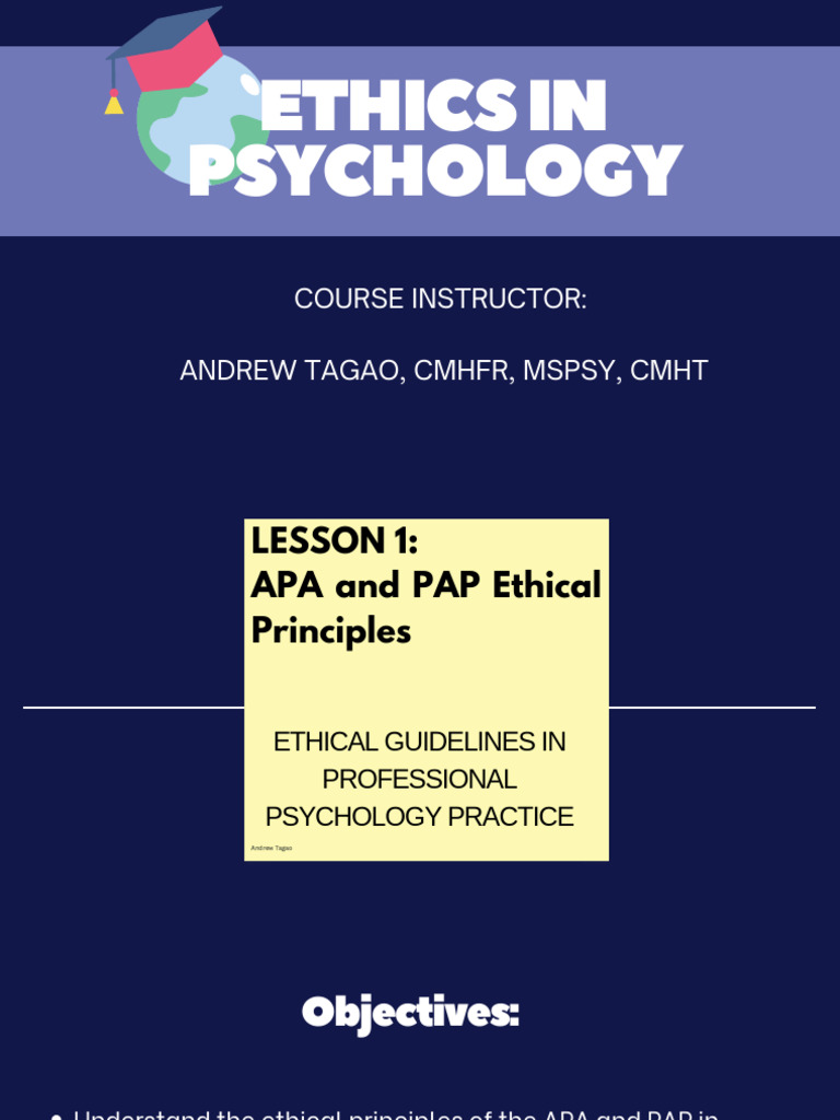 LESSON 1-APA and PAP Ethical Principles | PDF | American Psychological ...