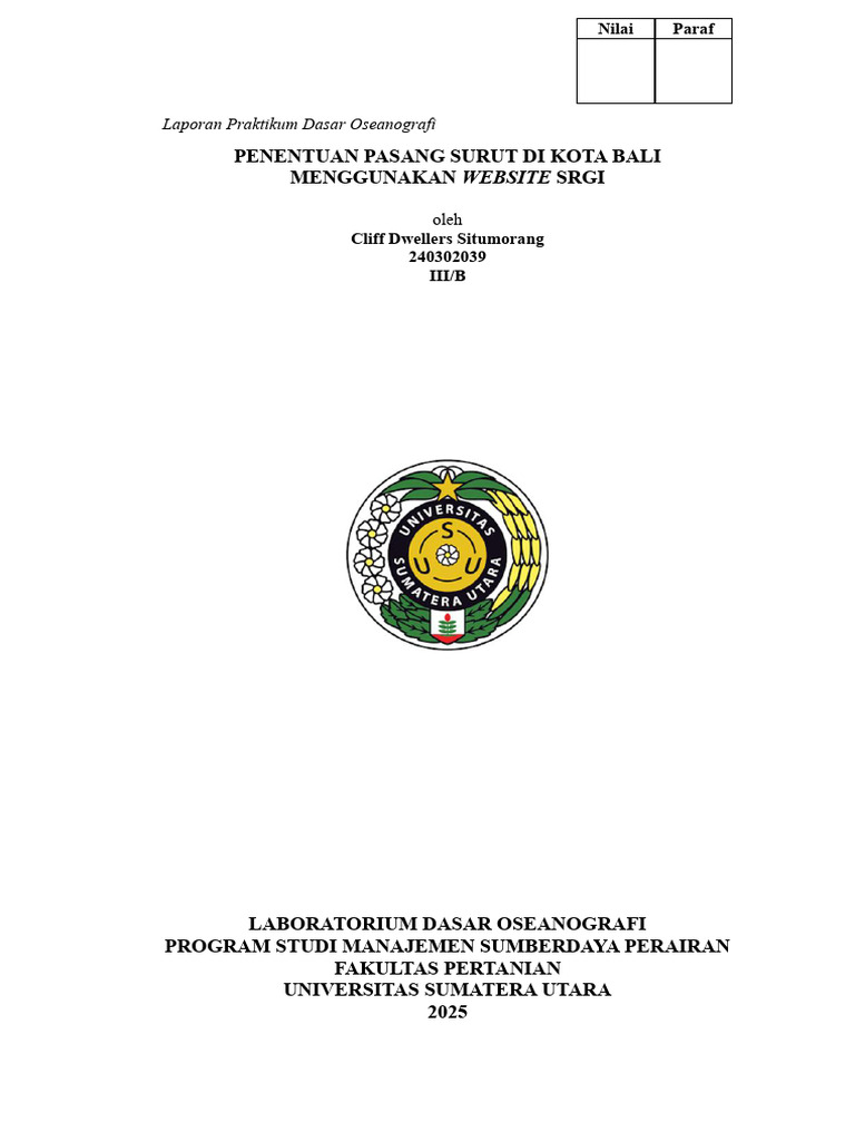 Penentuan Pasang Surut di Bali dengan SRGI | PDF
