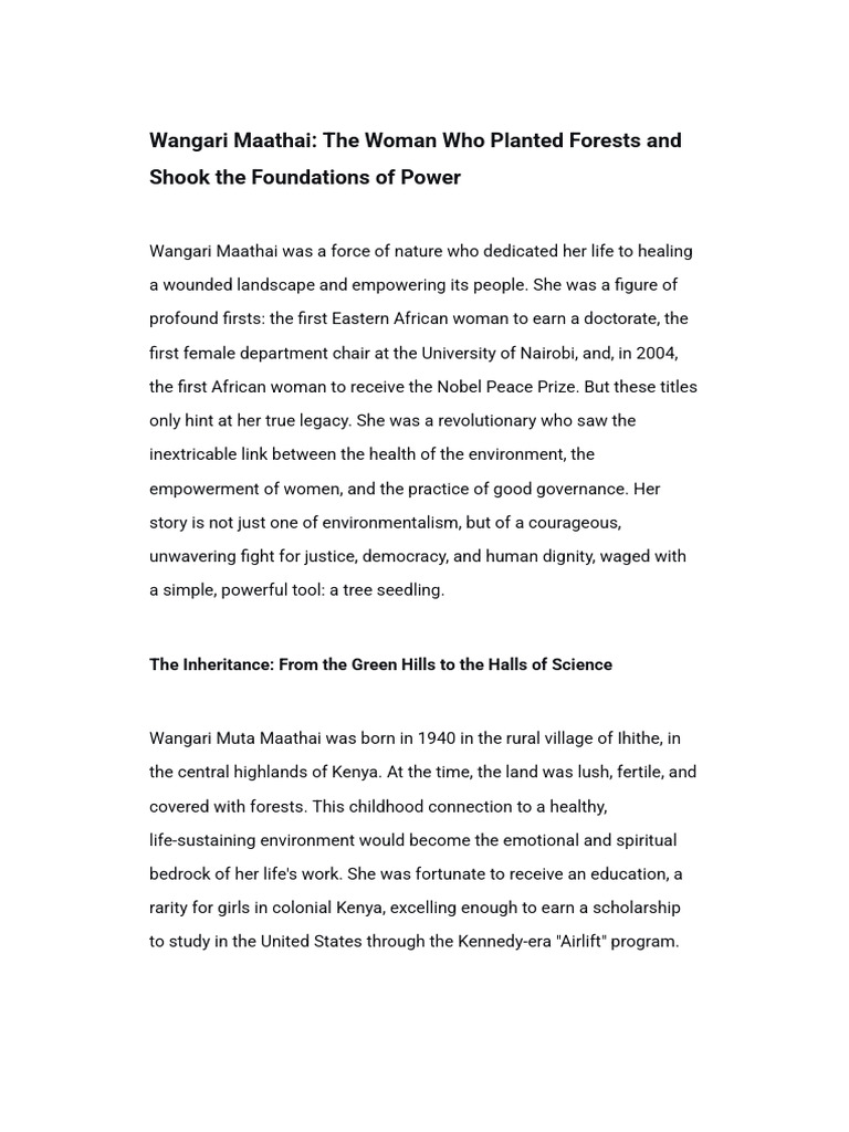 Wangari Maathai: Environmental Pioneer | PDF | Natural Environment