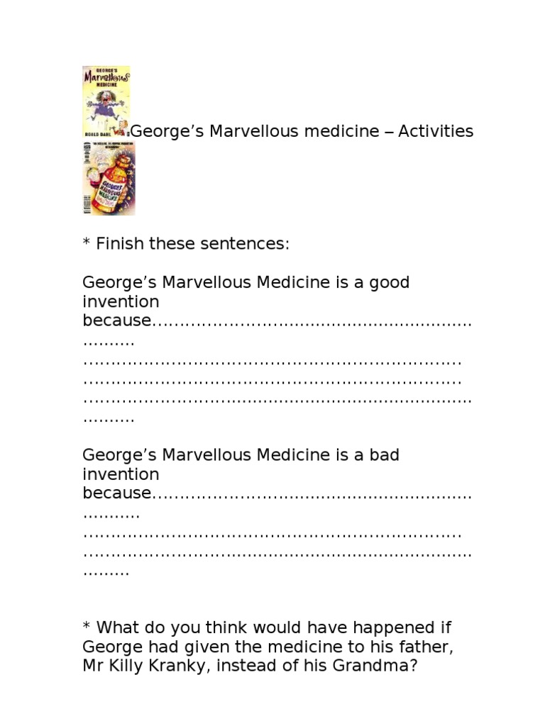 George's Marvellous Medicine Activities | PDF | Wellness