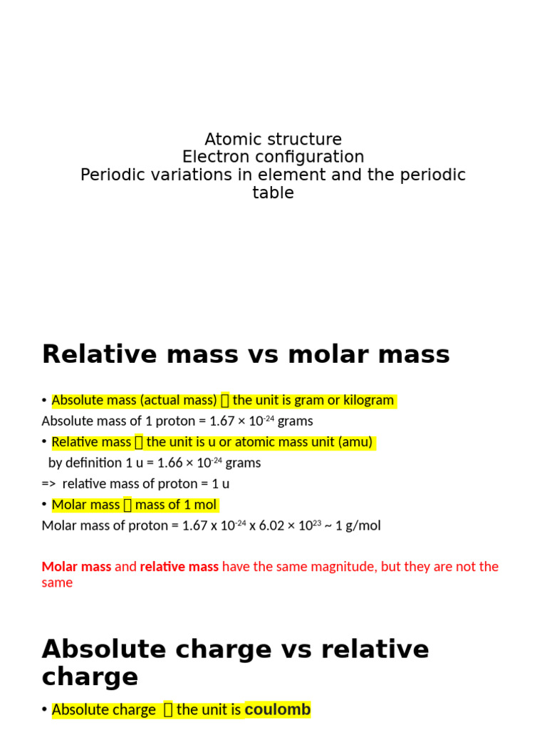 Atomic Structure - Electron Configuration - Periodic Table | PDF ...