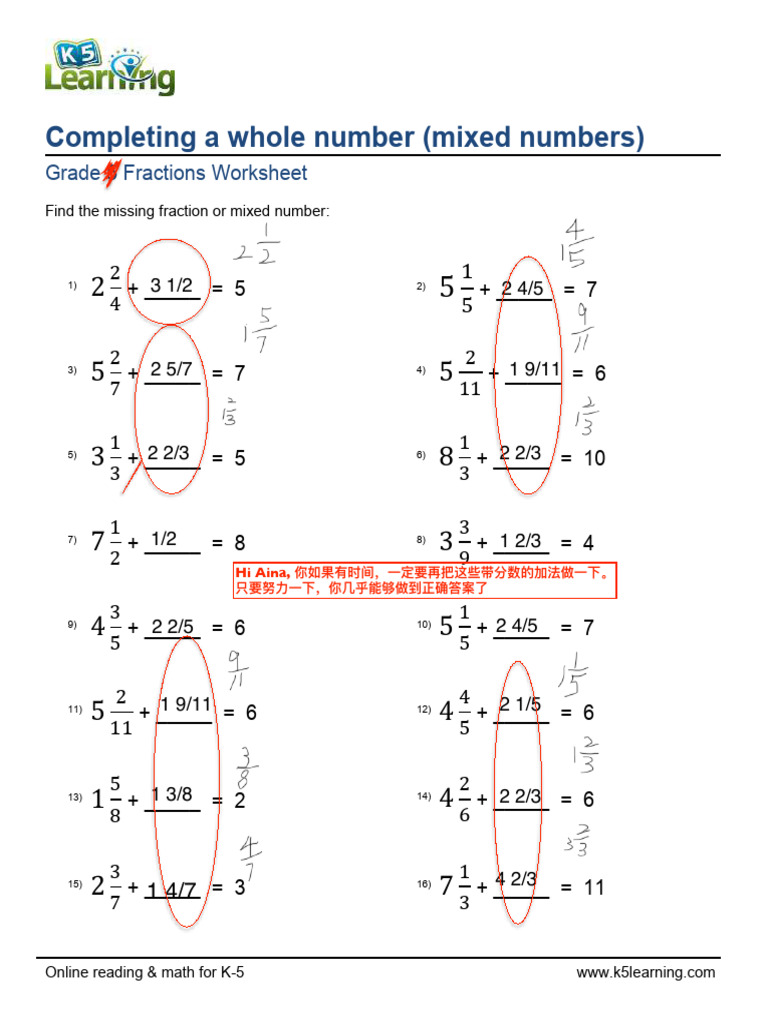Mixed Numbers Addition Worksheet | PDF | Elementary Mathematics ...