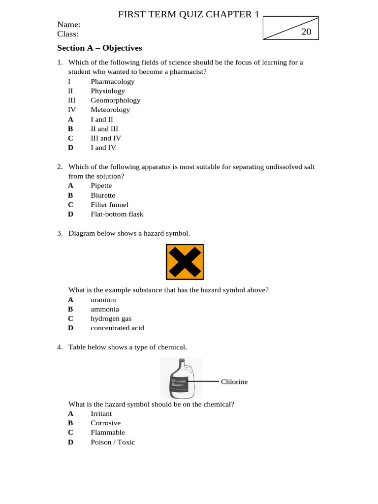 Form 1 Science First Term Quiz | PDF