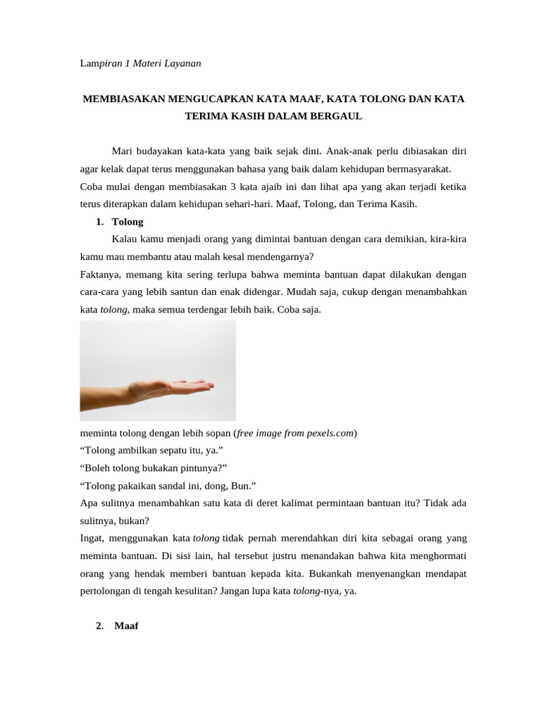 Kelas Xi Materi 5 - Membiasakan Mengucapkan Kata Maaf, Kata Tolong Dan ...