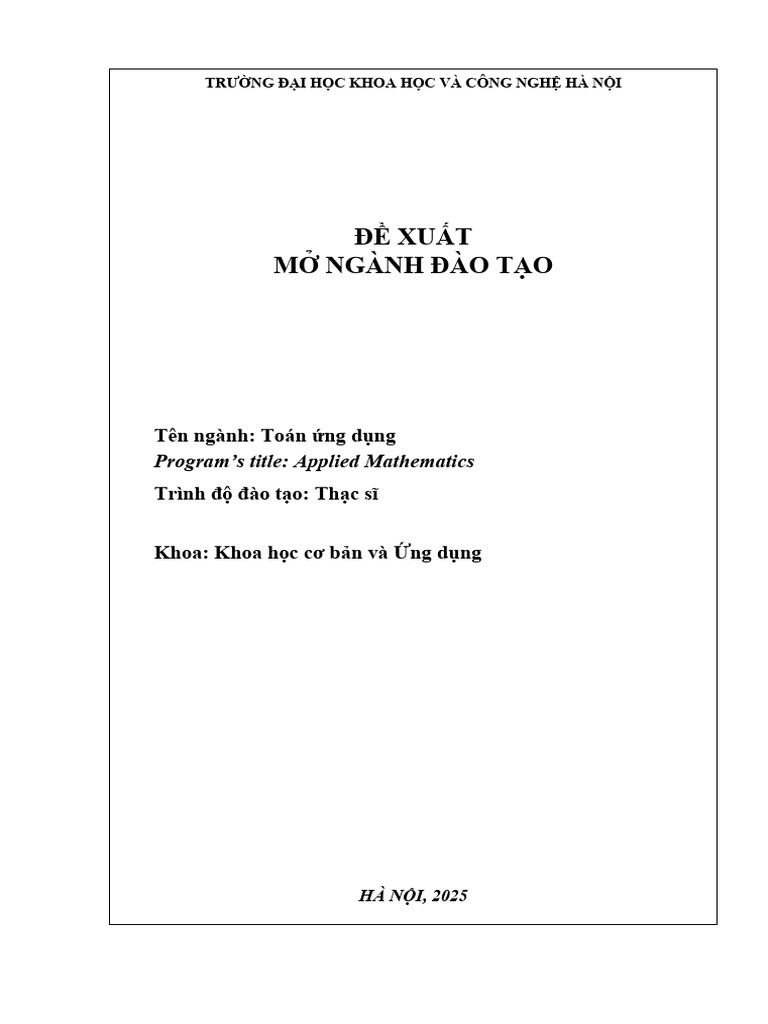 Proposal For Opening Master in Applied Mathematics en | PDF ...