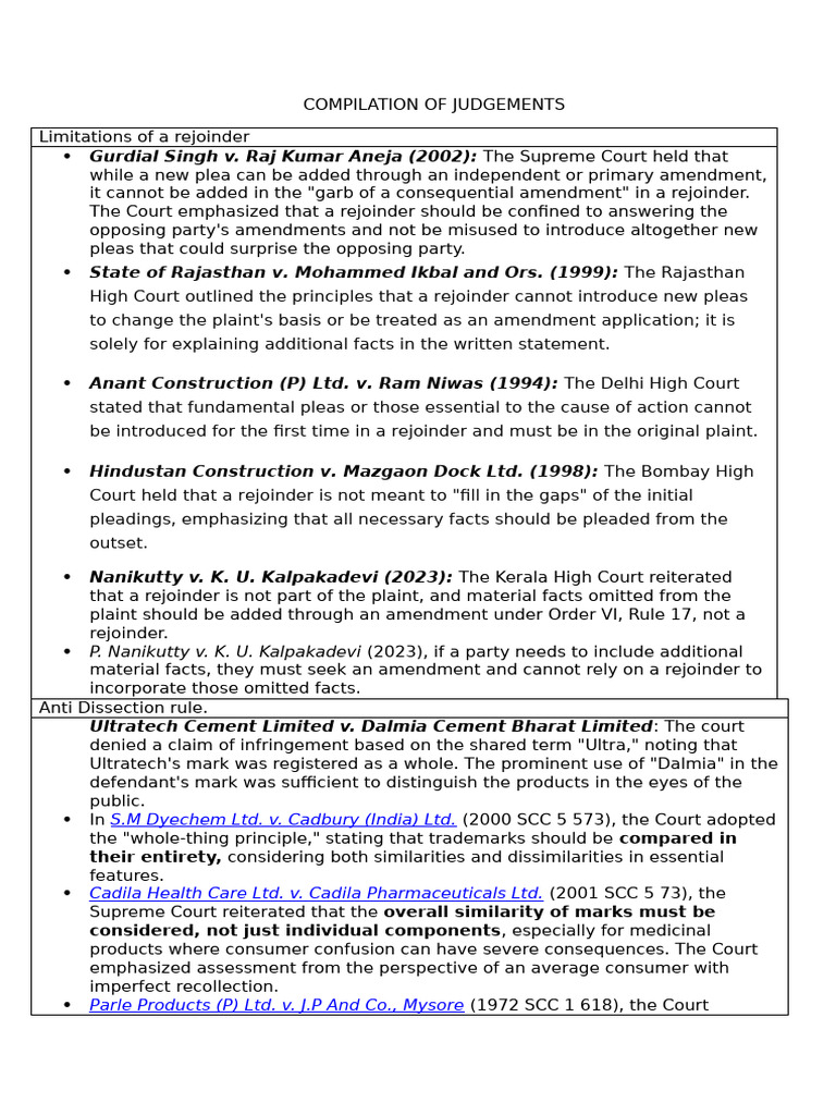 Compilation of Judgements | PDF