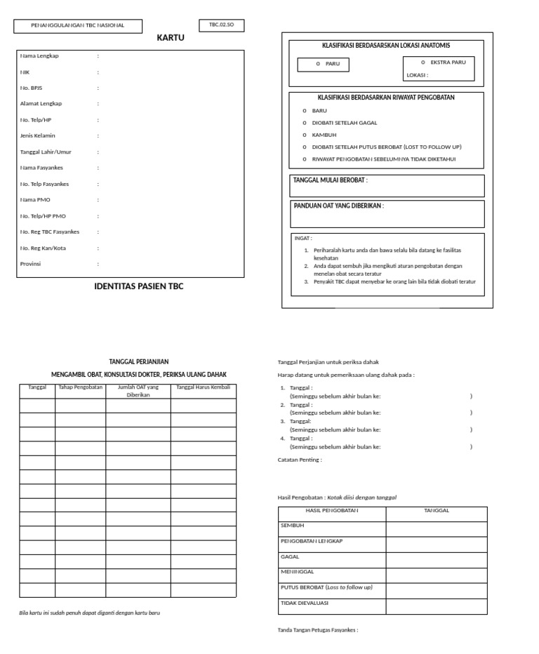 Kartu Identitas Pasien TBC Nasional | PDF