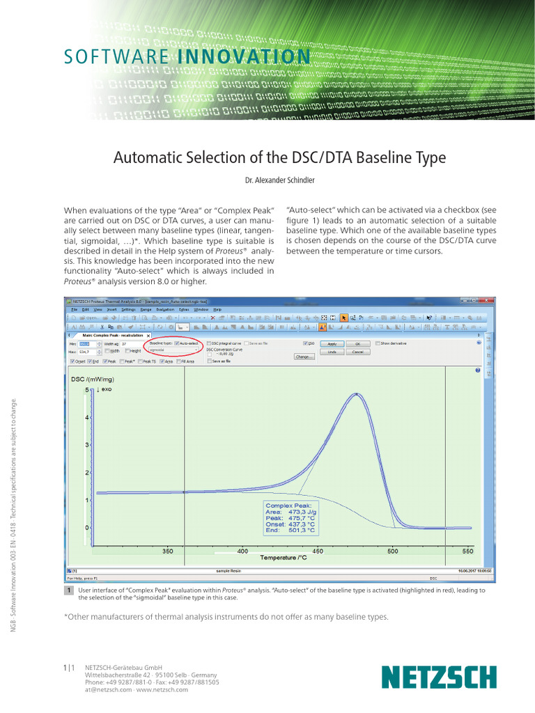 DSC/DTA Baseline Auto-Selection Guide | PDF | Differential Scanning ...