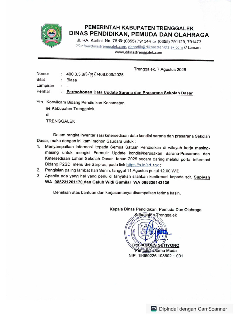 Permohonan Data Update Sarana | PDF