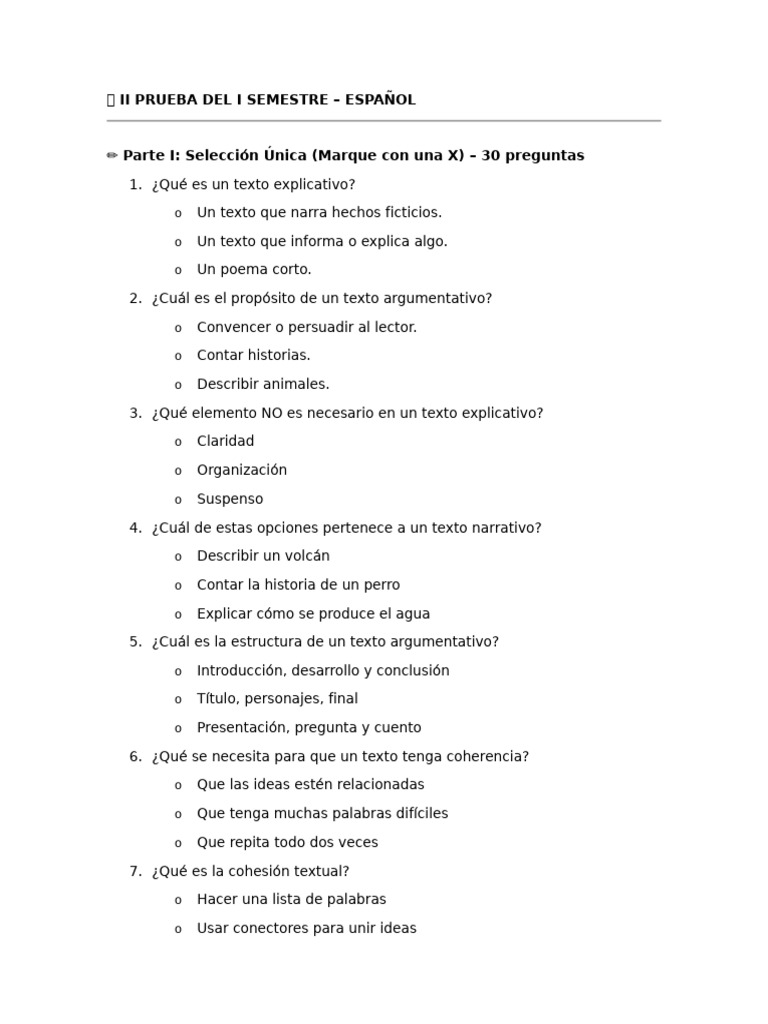 Practica de Español II Examen | PDF | Palabra | Lingüística
