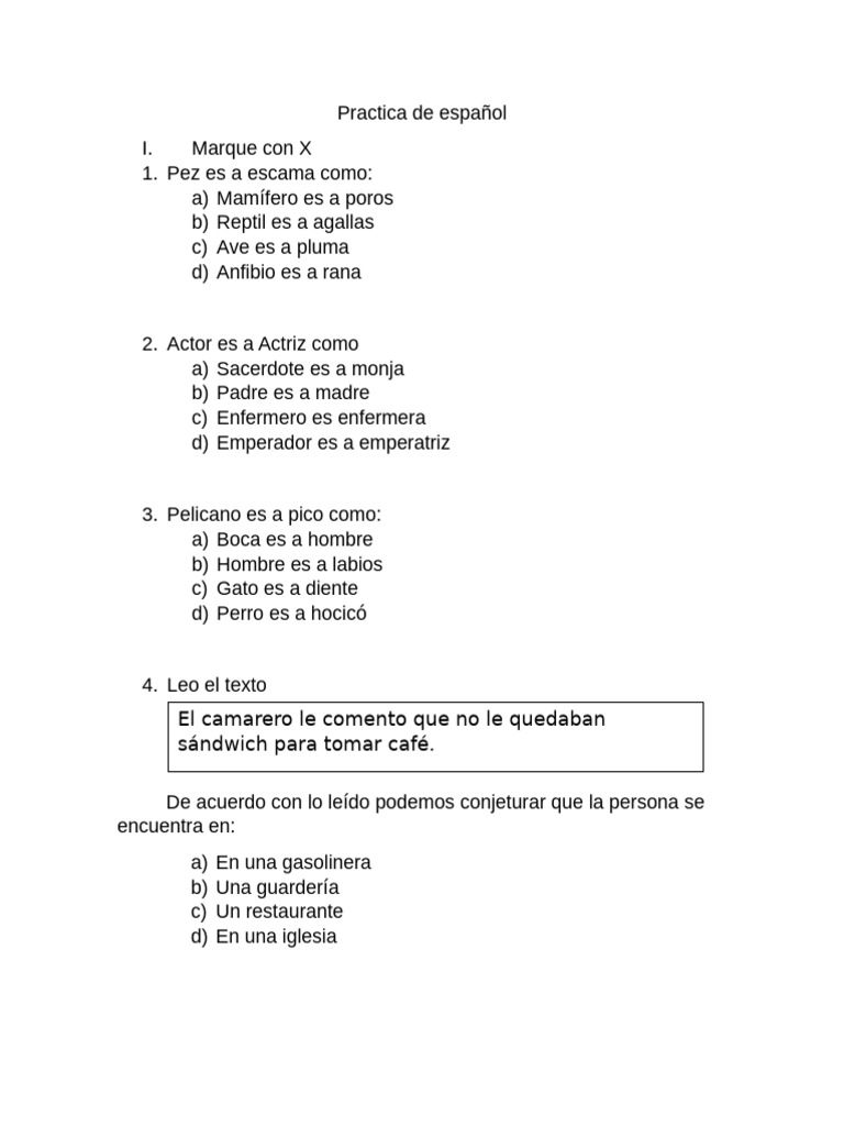 Practica de Español 2 5-1 | PDF | Palabra
