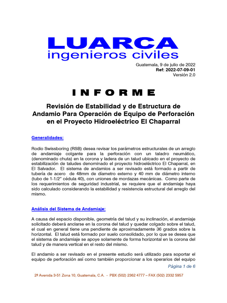 RSB - Revision de Andamio PHC - V2 | PDF | Andamio | Perforación