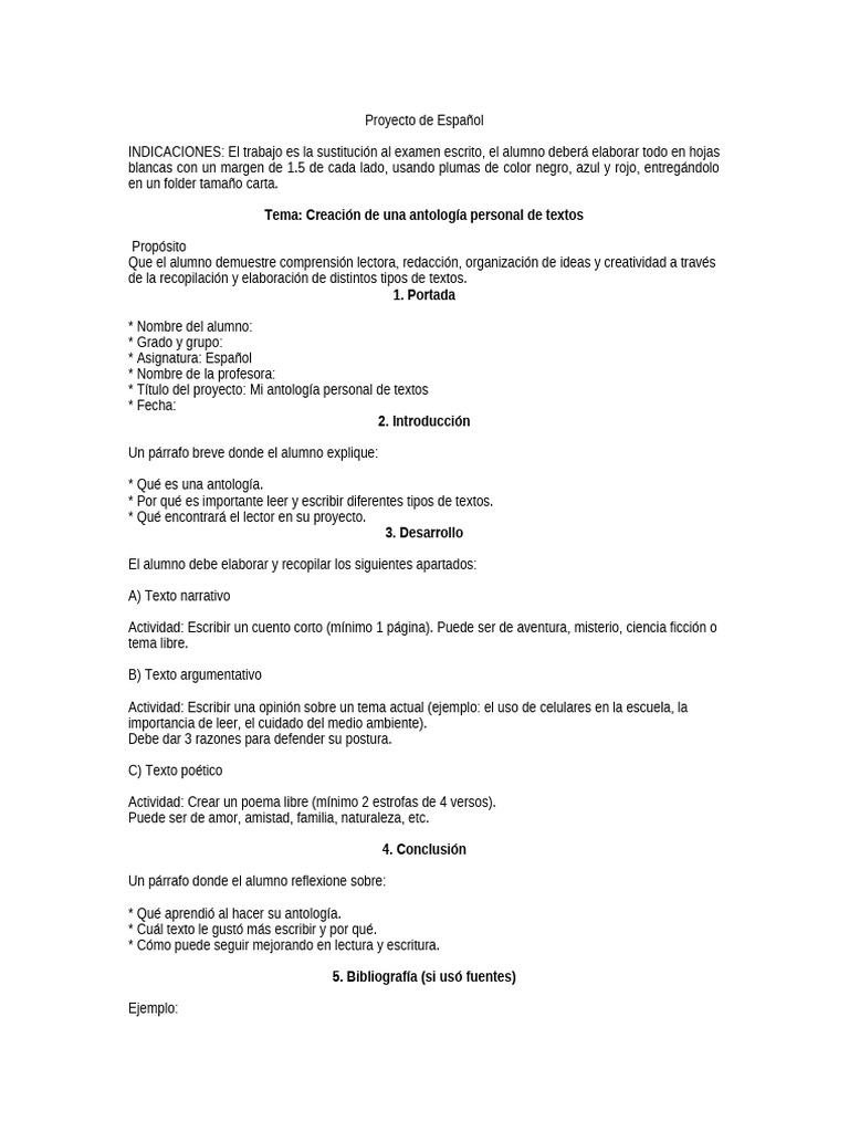 Proyecto de Español | PDF | Escritura