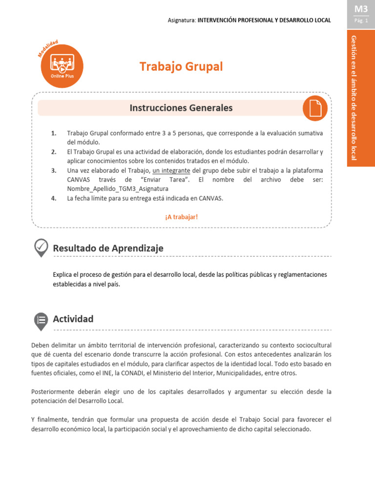 M3 - TG - Intervención Profesional y Desarrollo Local | PDF | Trabajo ...