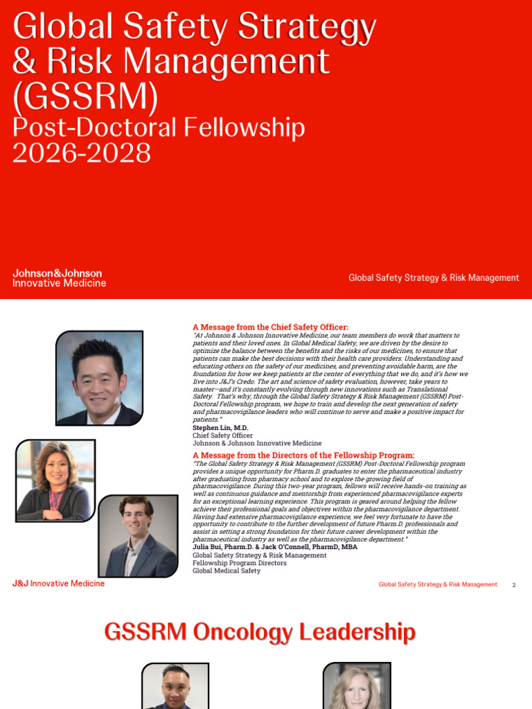 Johnson and Johnson PharmD Fellowship | PDF | Pharmacovigilance | Risk Management