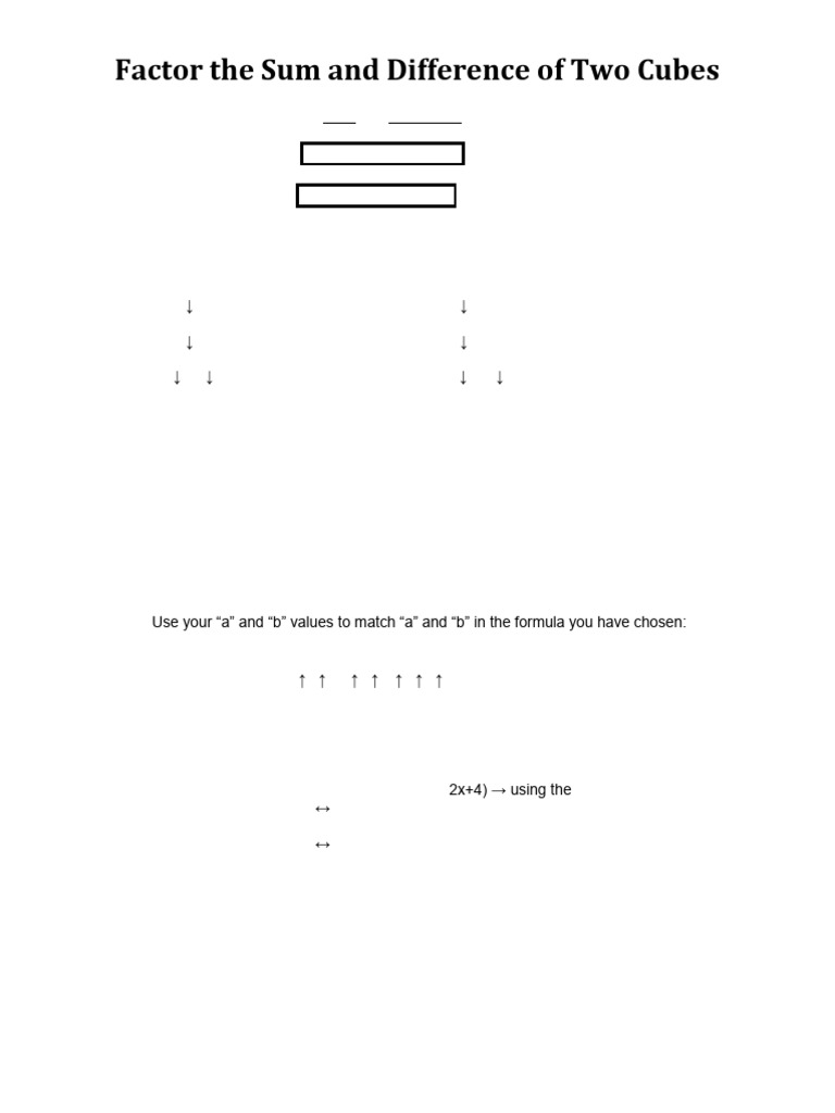 Factor the Sum and Difference of Two Cubes | PDF