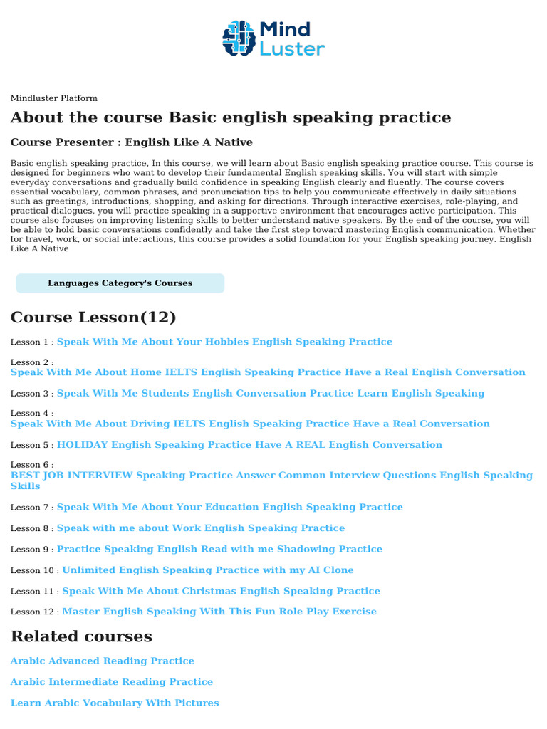 Basic English Speaking Practice Course Content | PDF | English Language | Vocabulary
