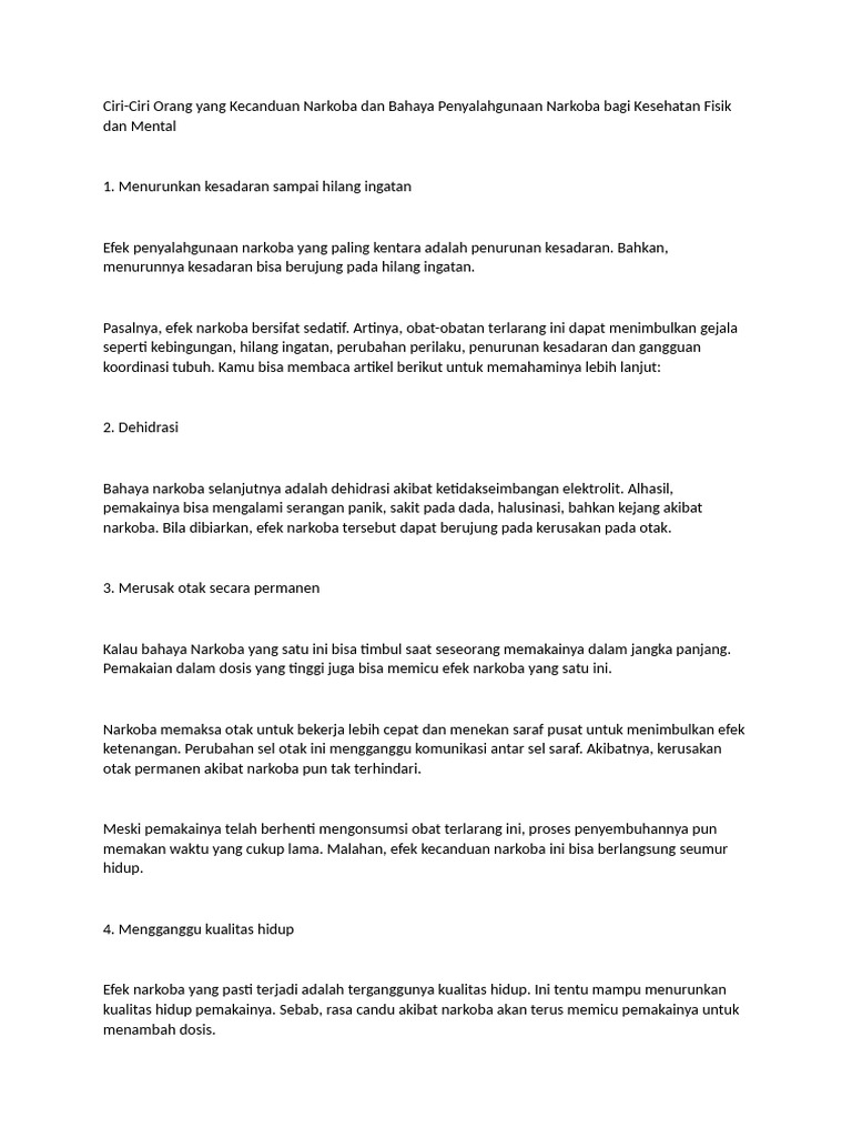 Ciri-Ciri Orang Yang Kecanduan Narkoba Dan Bahaya Penyalahgunaan Narkoba Bagi Kesehatan Fisik ...