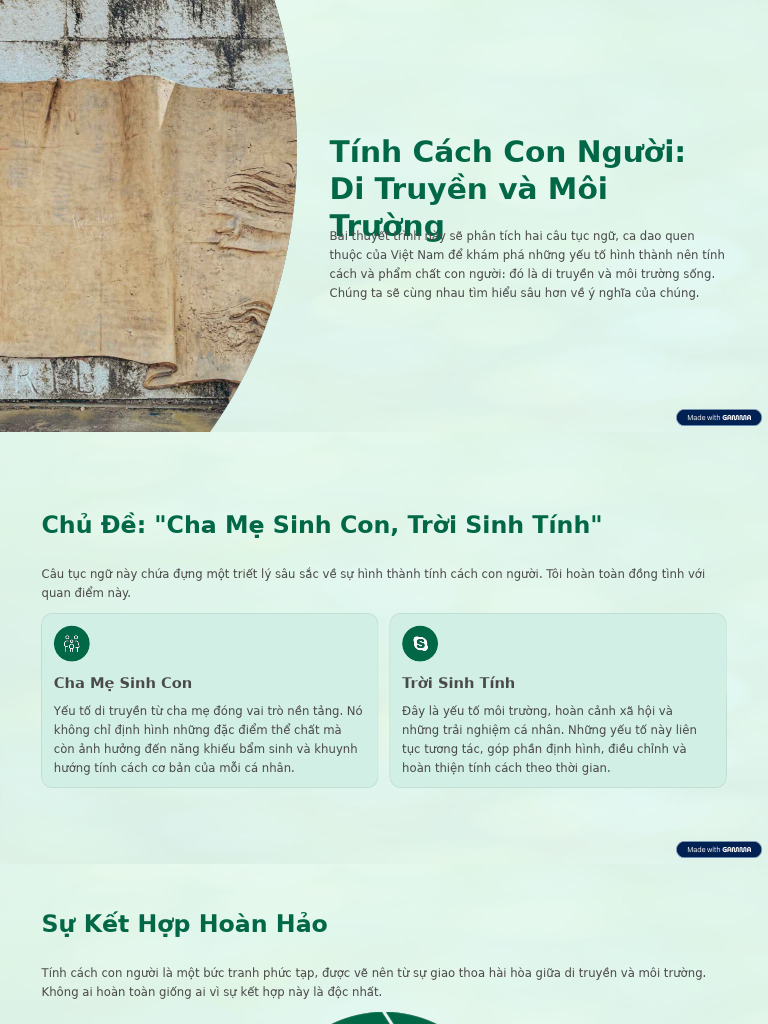 Tinh Cach Con Nguoi Di Truyen Va Moi Truong | PDF