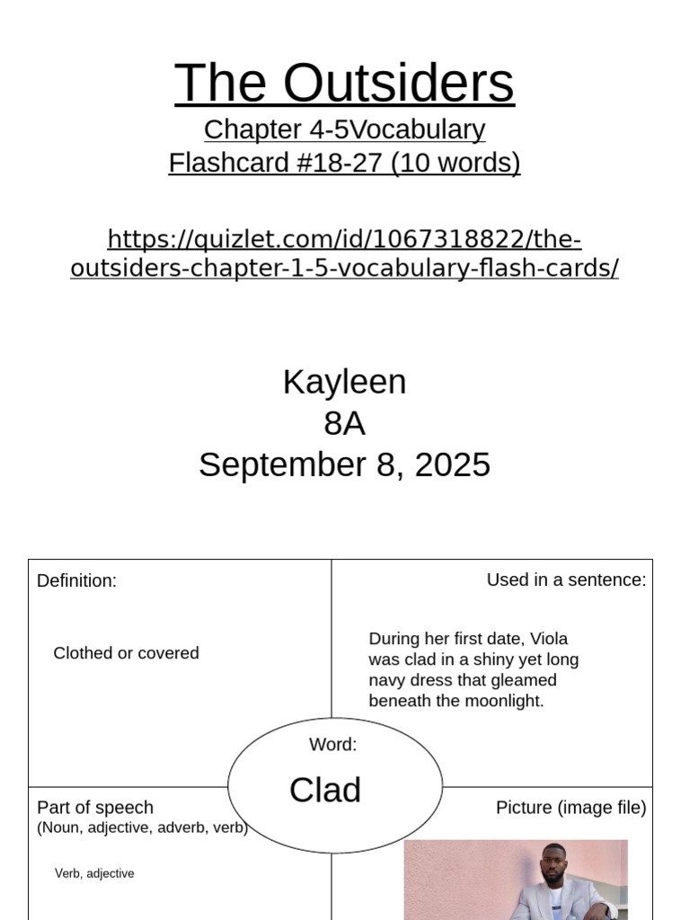 Kayleen The Outsiders - Ch4-5 VOCAB | PDF | Part Of Speech | Adverb