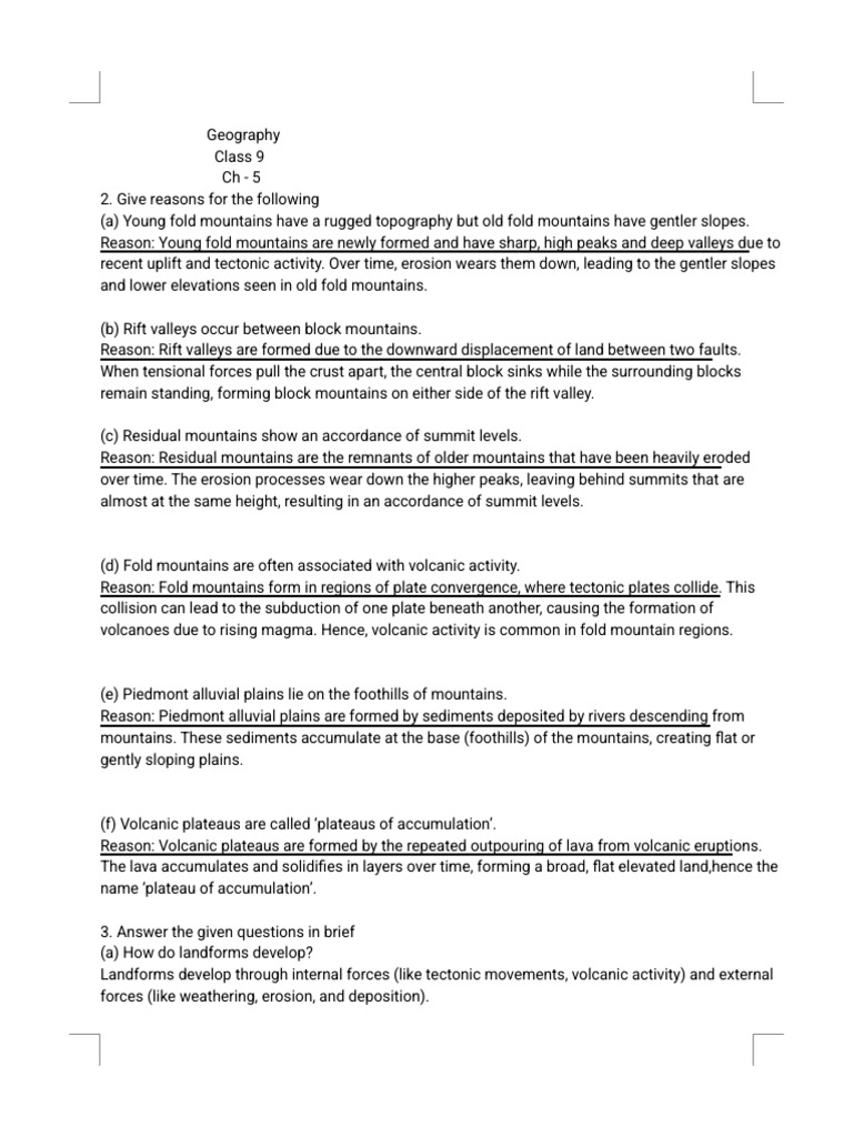 Geography of Landforms: Class 9 Insights | PDF | Mountains | Plateau