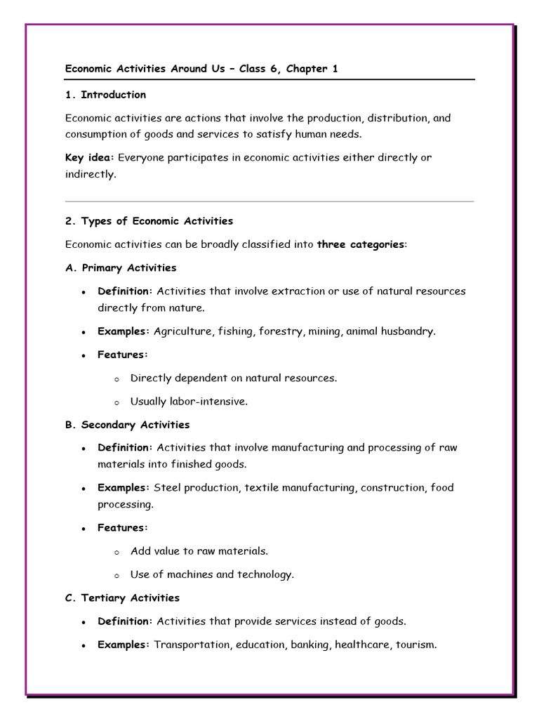 Economic Activities Explained for Kids | PDF | Goods | Economics