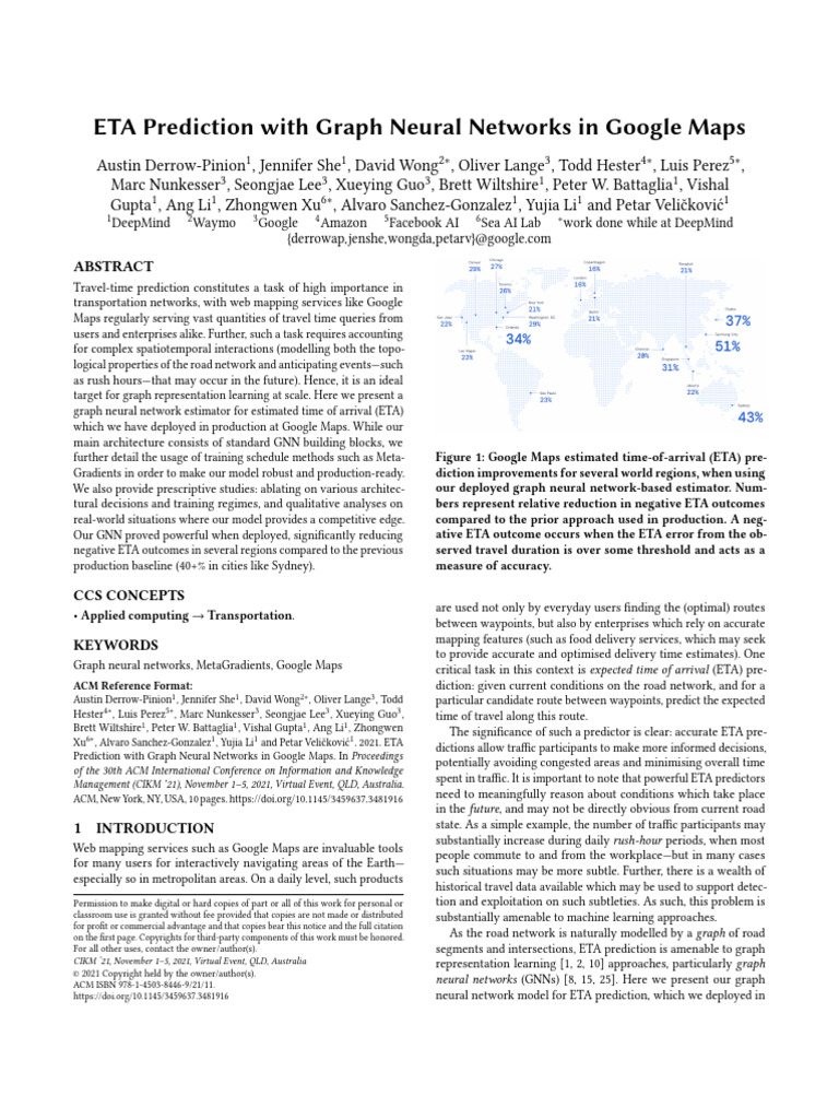 ETA Prediction With Graph Neural Networks in Google Maps | PDF ...