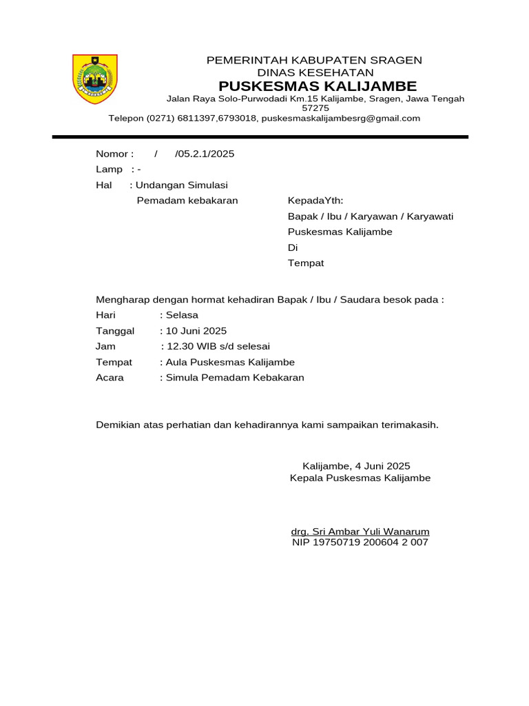 Surat Undangan Karyawan | PDF