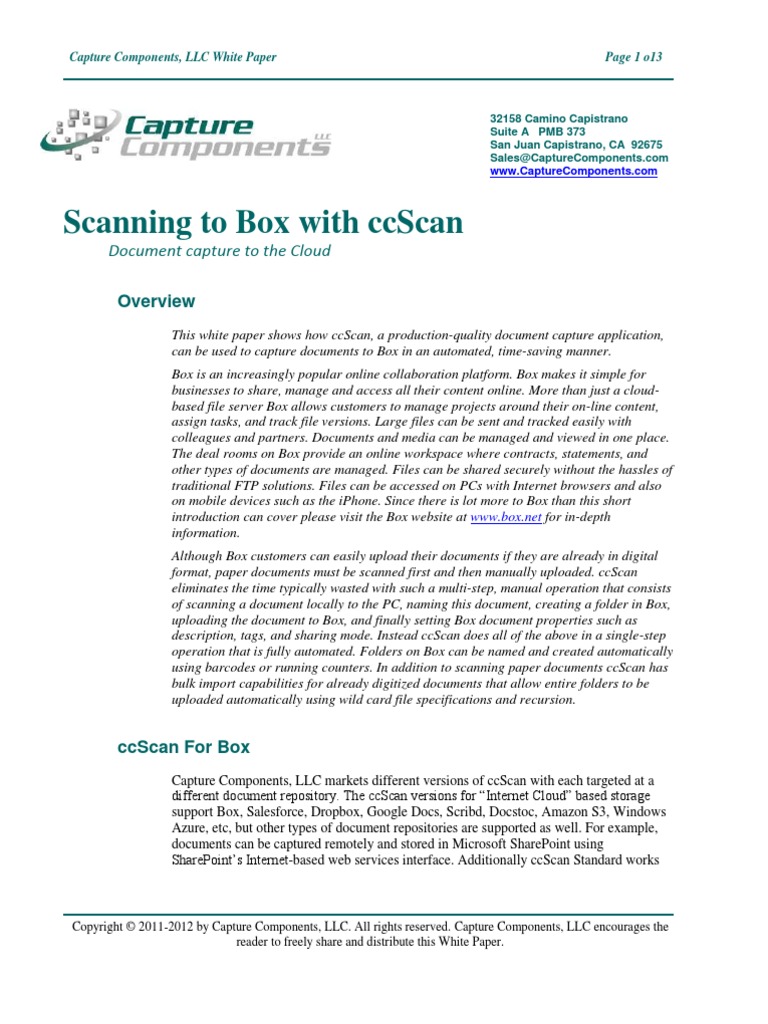Scan To Box With Ccscan | PDF | Image Scanner | Email