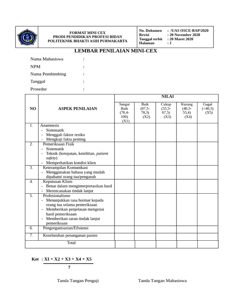 Format Mini Cex | PDF
