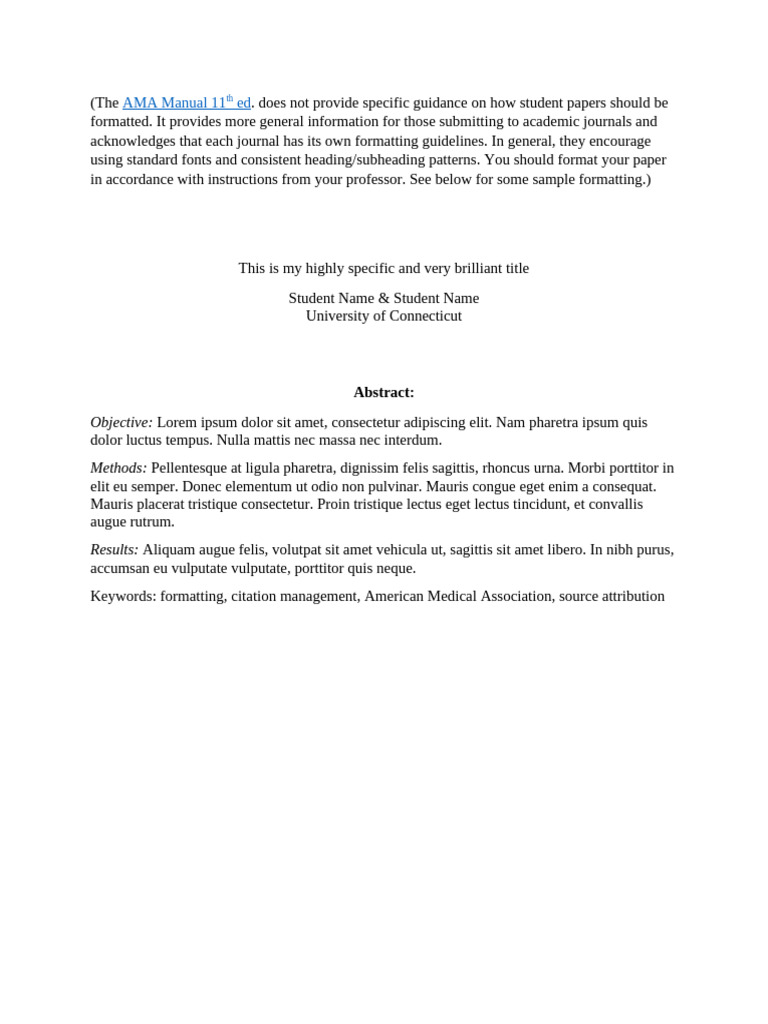 AMA Format Guidelines for Student Papers | PDF