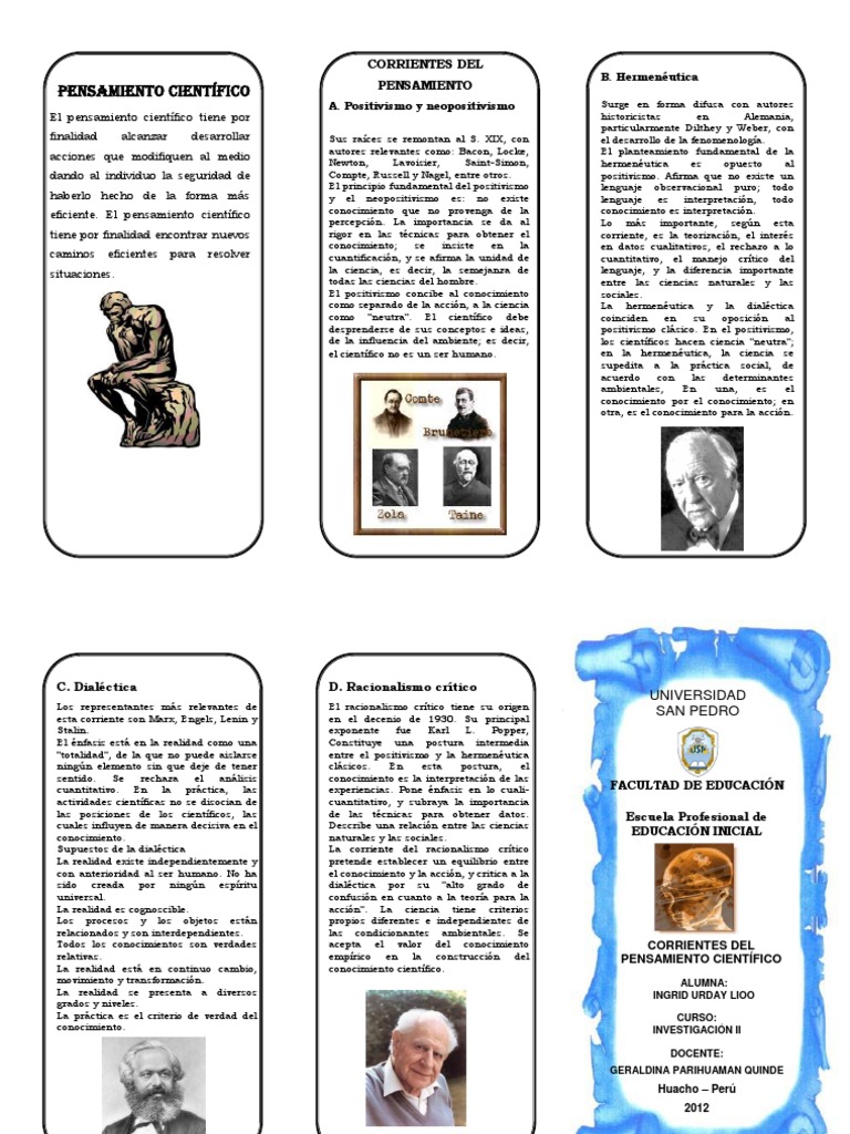 Triptico Corrientes To Cientifico | PDF | Positivismo | Science