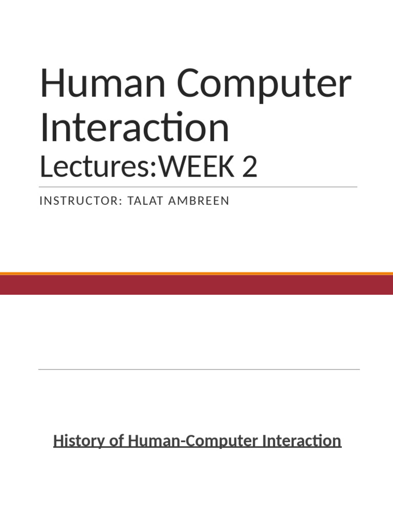 Hci-Week 2 Lectures | PDF | Human–Computer Interaction | Graphical User Interfaces